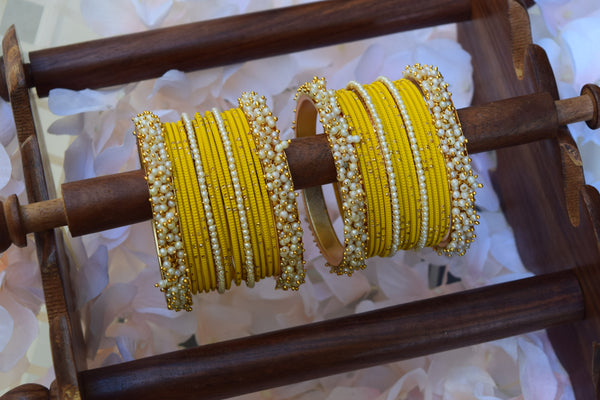 Yellow Bangle Set - Choodiyan